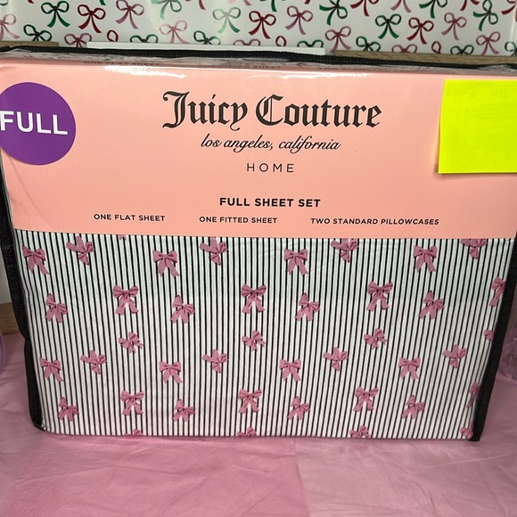 Juicy Couture | Bedding | Juicy Couture Pink Bow Sheets | Poshmark